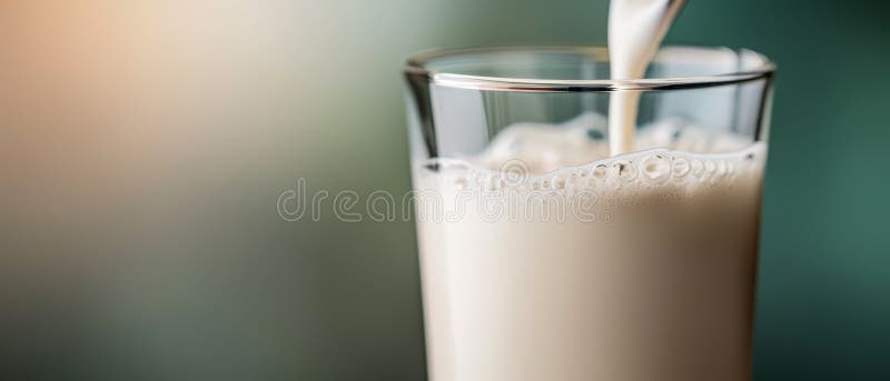 A Glass Being Filled with Milk, Pouring into Another Glass Containing ...