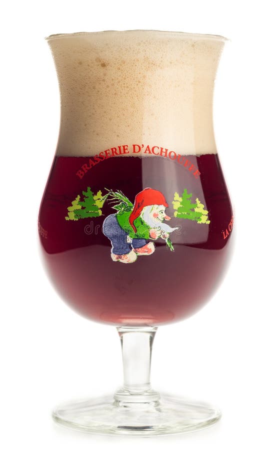 La Chouffe Glass in Cardboard Box of Belgium Blonde Beer Editorial ...