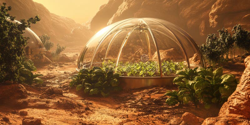 Glass Bio-Dome on Mars with Oxygen-Producing Plants for Space ...