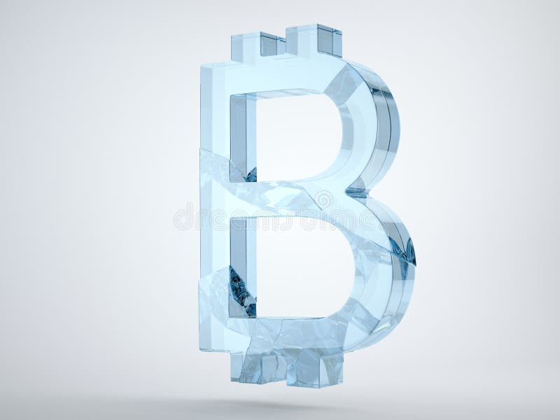 Glass Bitcoin Symbol Shattered and Broken on Grey Stock Illustration ...