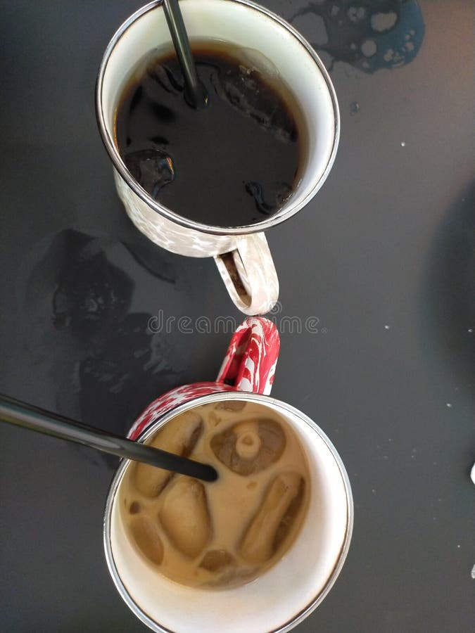 A Glass of Bitter Coffee and a Glass of Coffee with Milk Stock Image ...