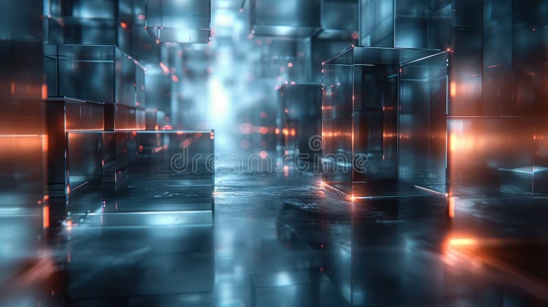Glass Block Geometric Animation - Dark and Abstract Design - 3D Render ...