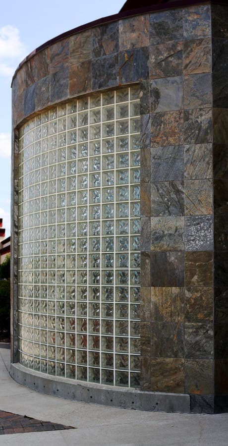Glass Block and Slate Tile Wall Stock Image - Image of square, curved ...