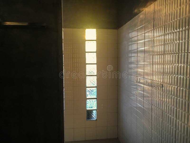 Glass Block Wall Background with Sunshine Stock Photo - Image of ...