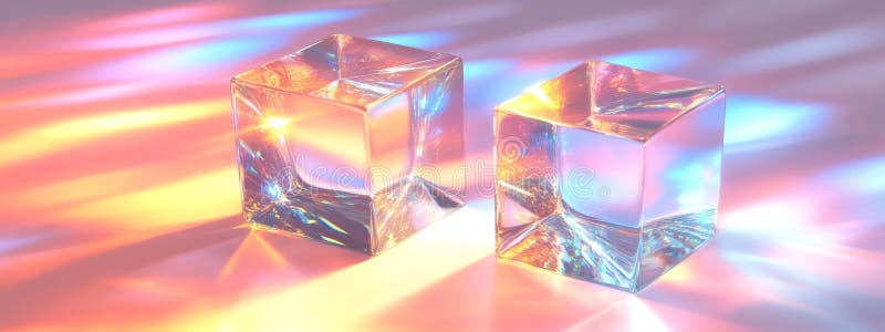 Glass Blocks of Abstract Colorful Design are Arranged on the Surface of ...