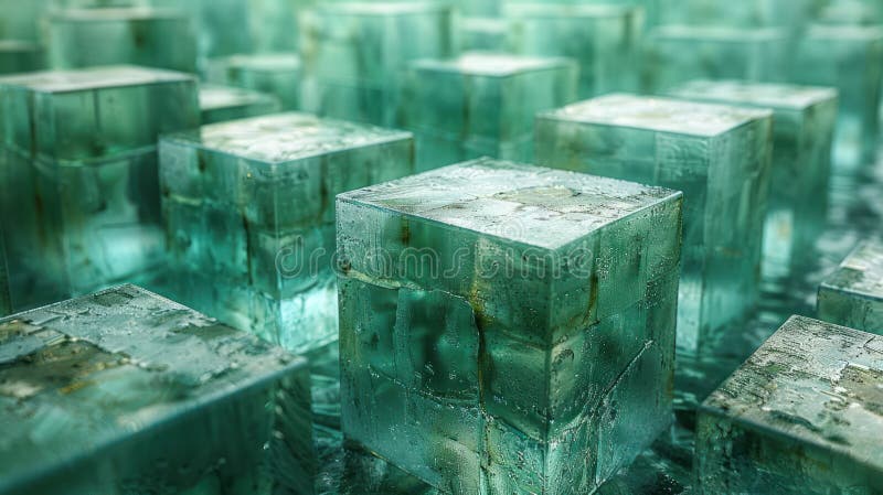 Glass Blocks in Motion: Abstract 3D Render Animation Stock Illustration ...
