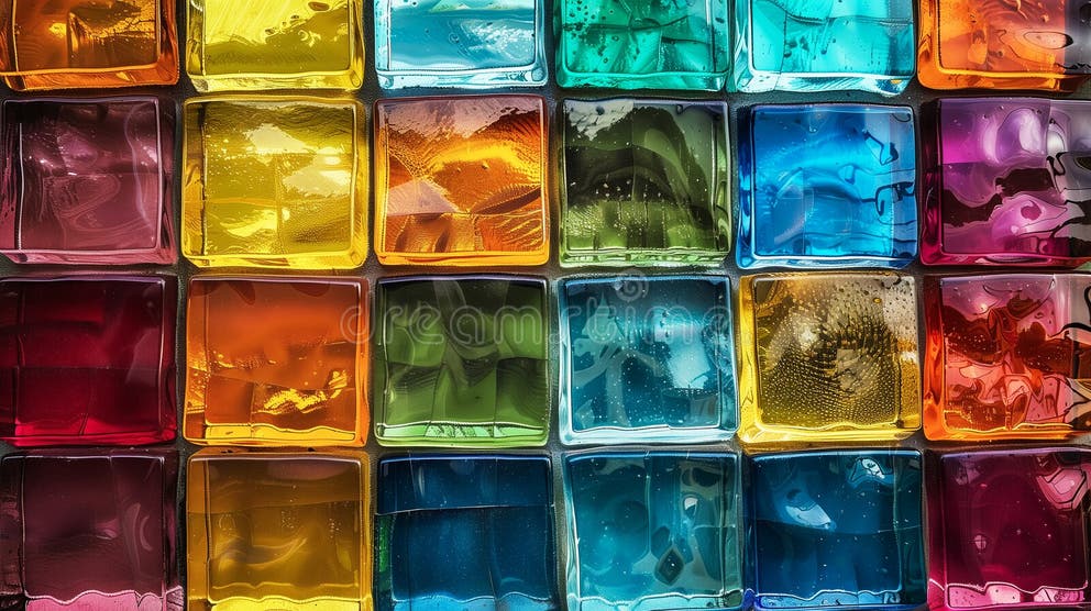 Glass Blocks Wall Texture, Glass Tile Background, Diferent Color Stock ...