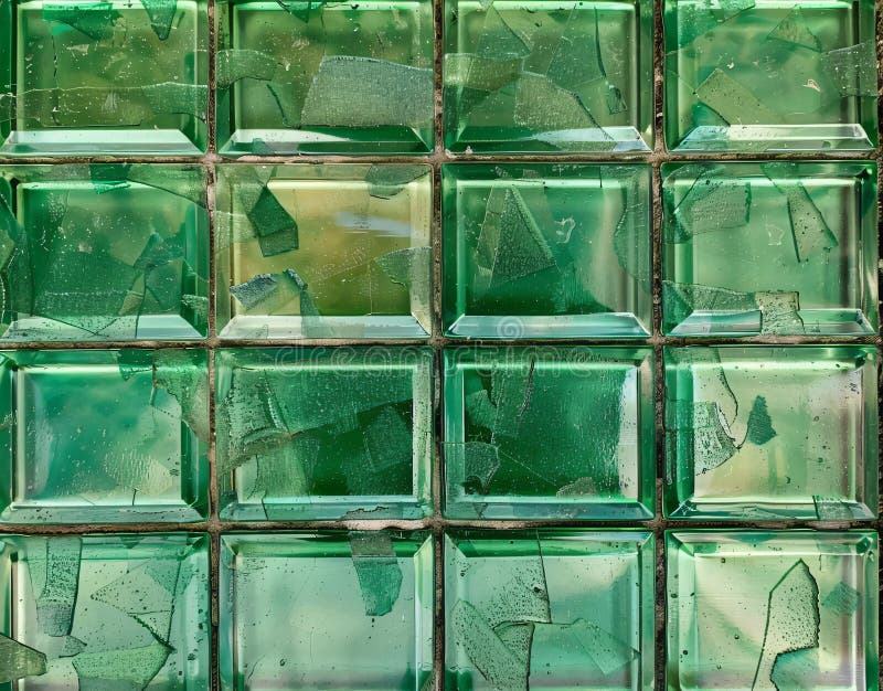 Glass Blocks Wall Texture, Glass Tile Background, Green Color, Flat Lay ...