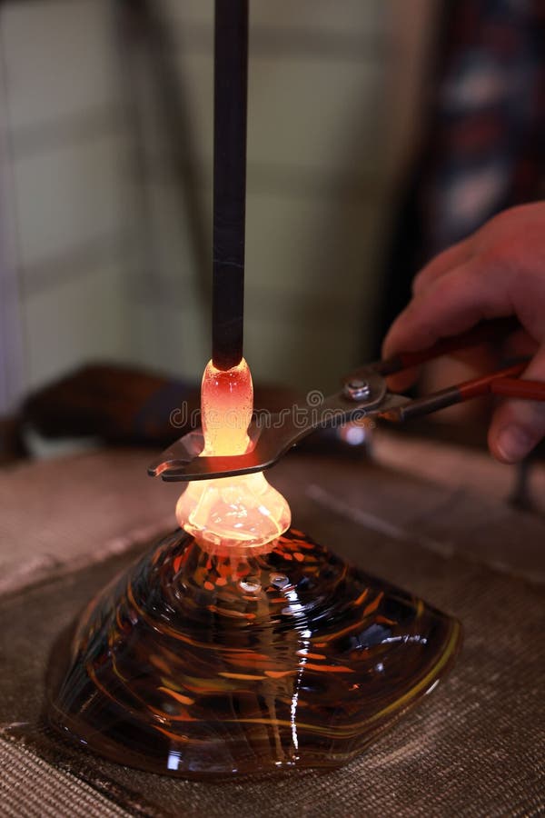 Glass Blower Forming Beautiful Piece of Glass Stock Image - Image of ...