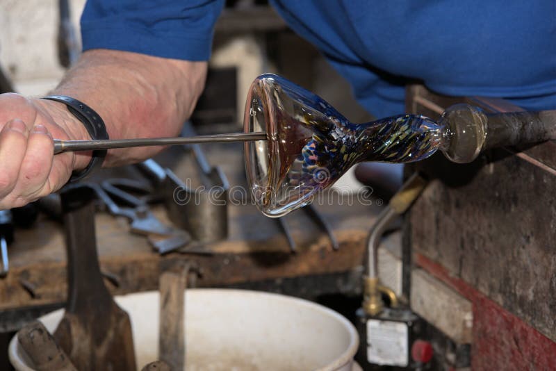 Glass Blowing: Shaping a Project. Stock Image - Image of tool, fogers ...