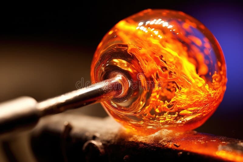 Glass Blowing Art and Flame. Handmade Glassware is Produced on High ...