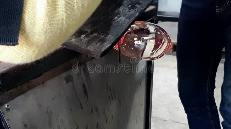 Glass Blowing Process Jacking Using Jacks To Create Shape and Open ...