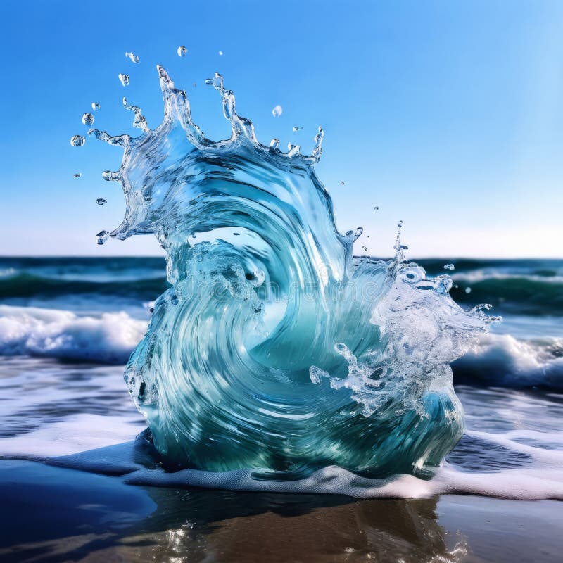 Glass Blown Ocean Wave Sculpture a Sculpture of a Crashing Ocean Stock ...