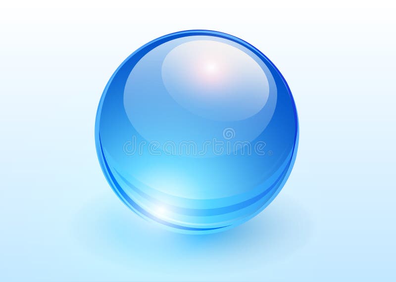 Glass Blue Ball, 3D Shiny Sphere Background Stock Illustration ...