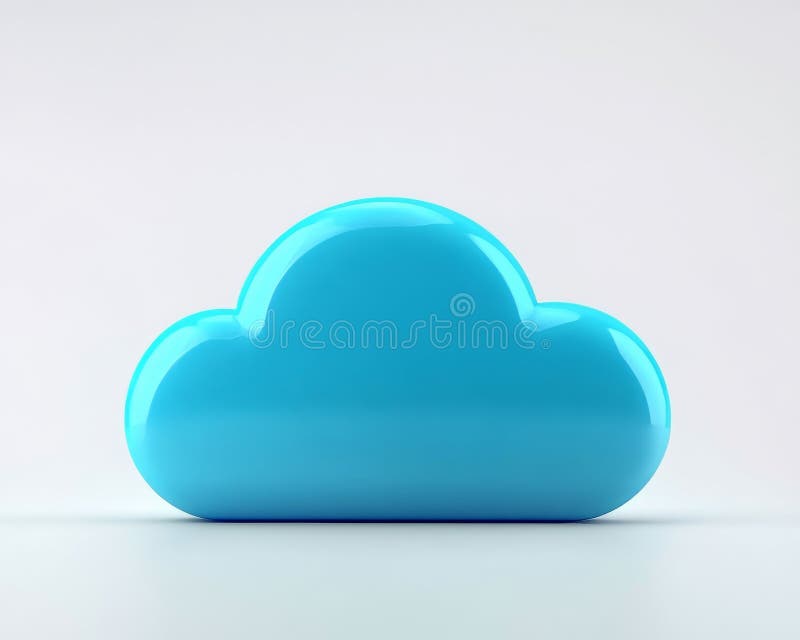 Glass Blue Cloud Icon Isolated on White. 3D Rendering Stock ...