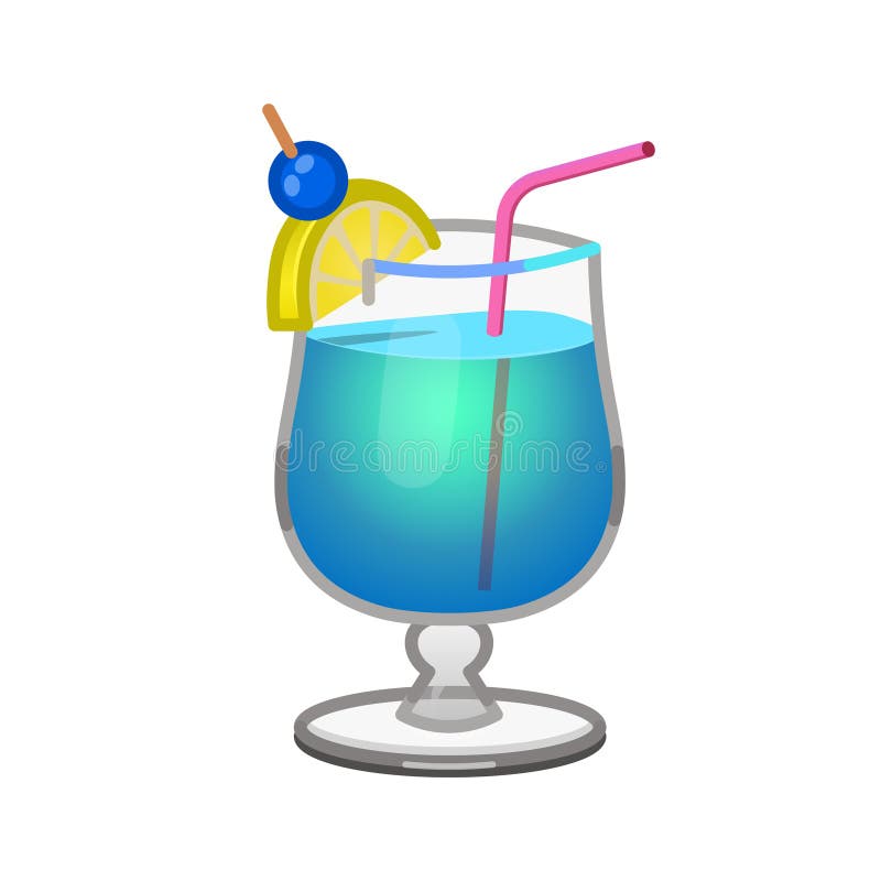 Glass with Blue Cocktail Large Size Icon of Emoji Cocktail Stock Vector ...