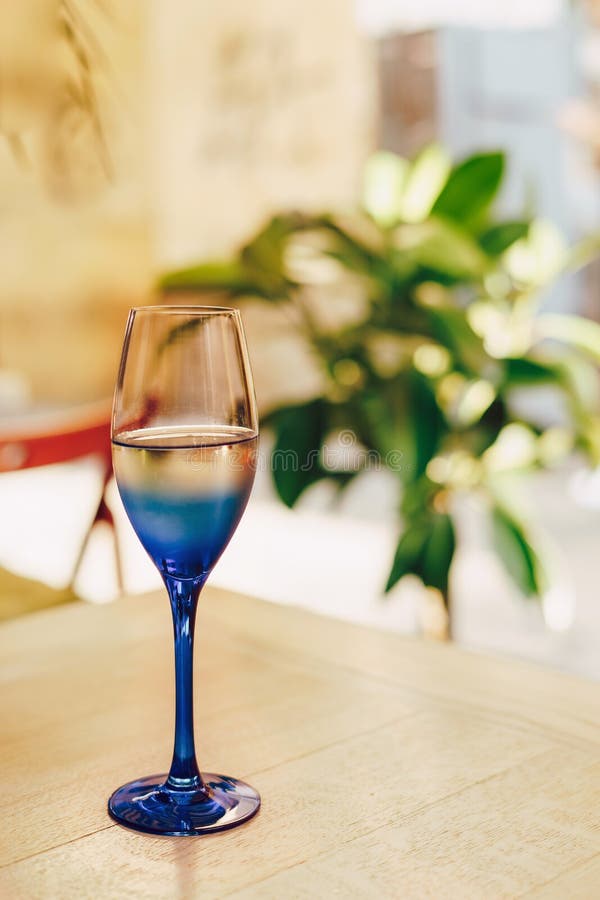 Glass of Blue Color with Champagne Table I Stock Photo - Image of aroma ...