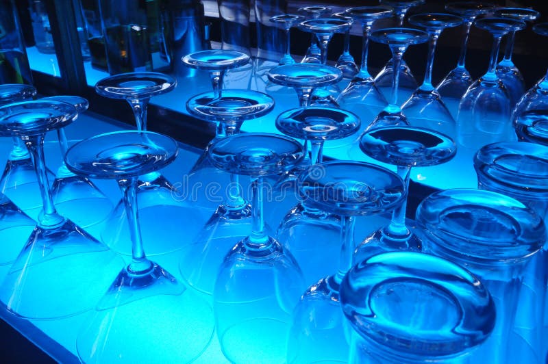 Glass with Blue Color Lighting Background Stock Photo - Image of dark ...