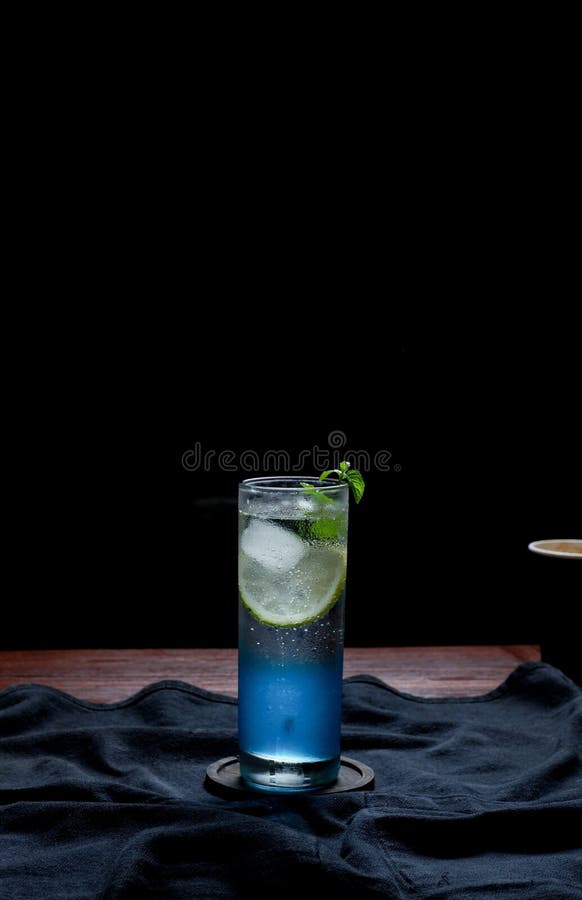 Glass of Blue-colored Lemon Squash on a Flat Surface Stock Photo ...