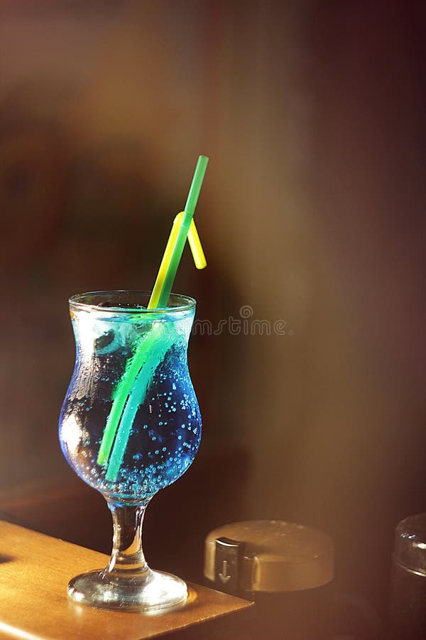 Glass with Blue Cool Soda Drink Stock Photo - Image of gaziki ...