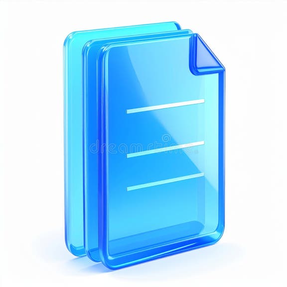 Glass Blue Document Icon Stack 3D Render Stock Illustration ...