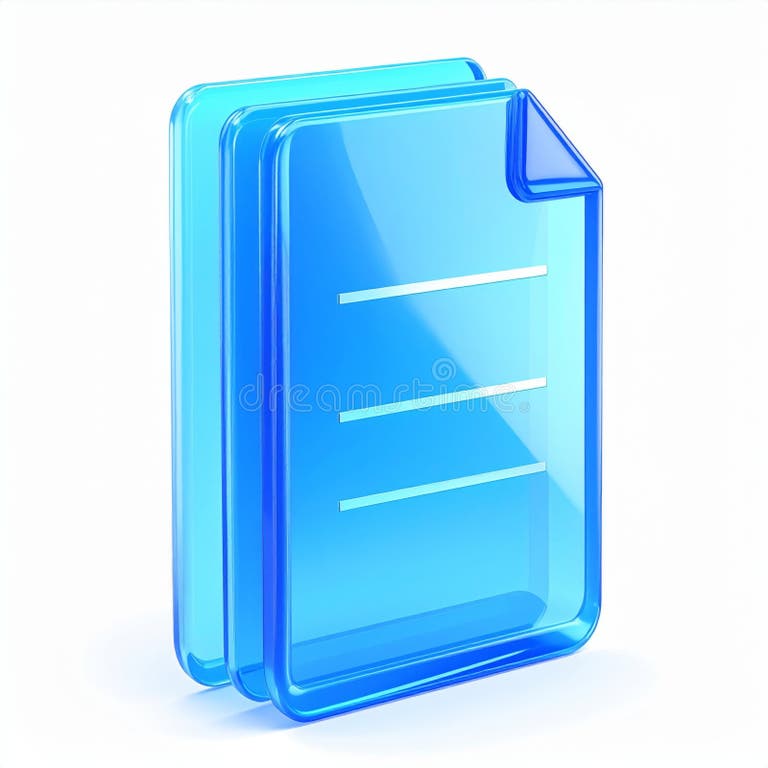 Glass Blue Document Icon Stack 3D Render Stock Illustration ...