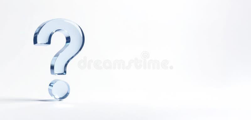 Glass Blue Glittery 3d Question Mark on White Background with Space for ...