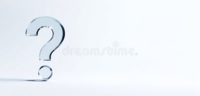 Glass Blue Glittery 3d Question Mark on White Background with Space for ...