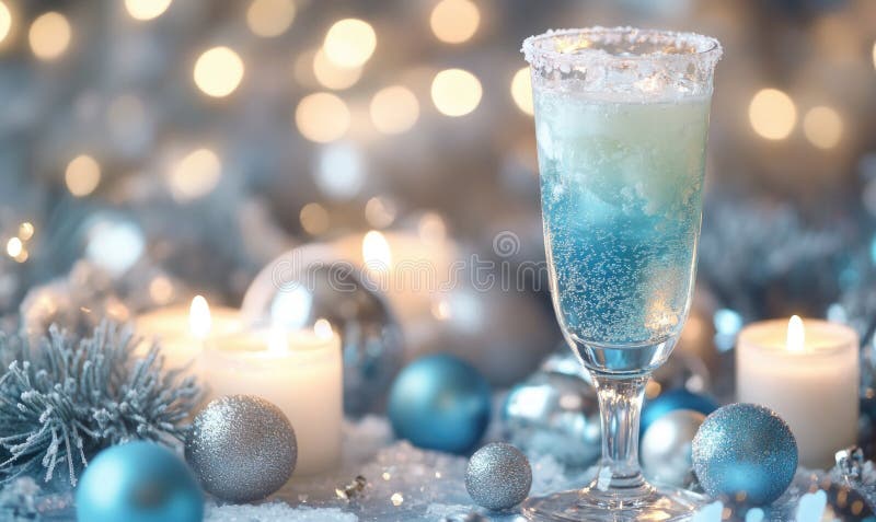 A Glass of Blue Liquid with Ice Cubes in it Stock Photo - Image of ...