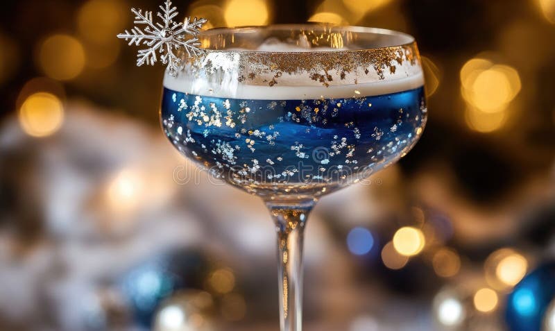 A Glass of Blue Liquid with a Snowflake on Top Stock Image - Image of ...