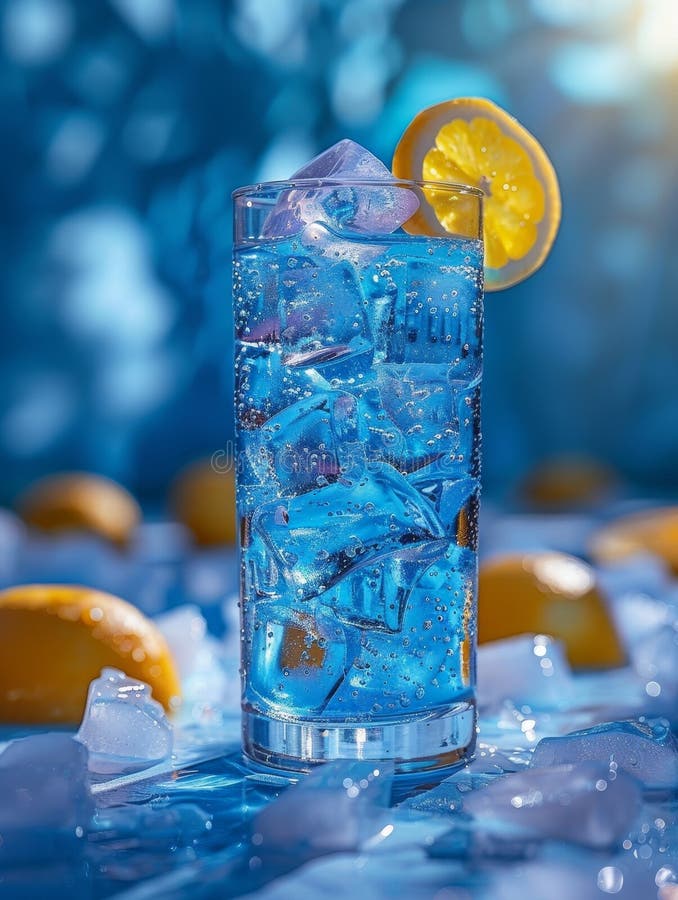 A Glass of Blue Soda with an Orange Slice in it Stock Illustration ...