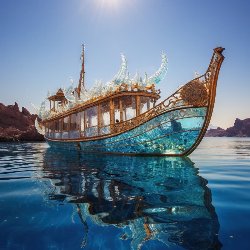 Glass Boat in Naama Bay Made with Generative AI Illustration Stock ...