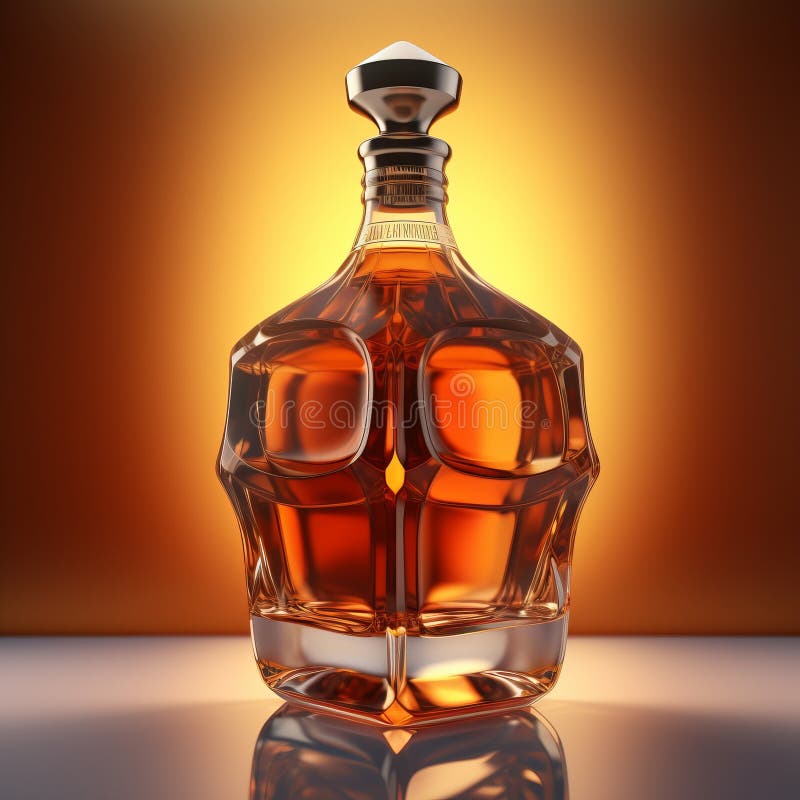 Realistic Hyper-detailed Rendering of a Golden Liquor Bottle Stock ...
