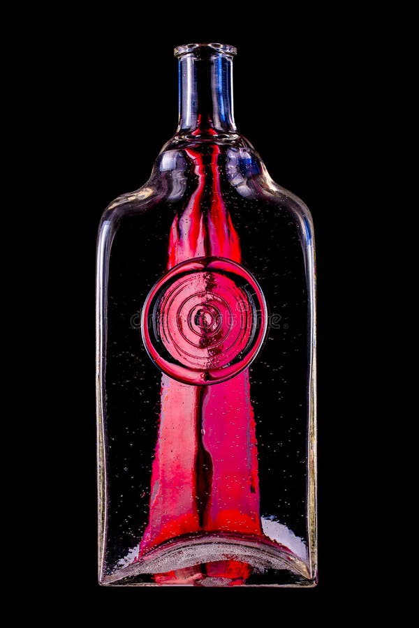 Glass Bottle on a Black Background with an Abstract Pattern Stock Image ...