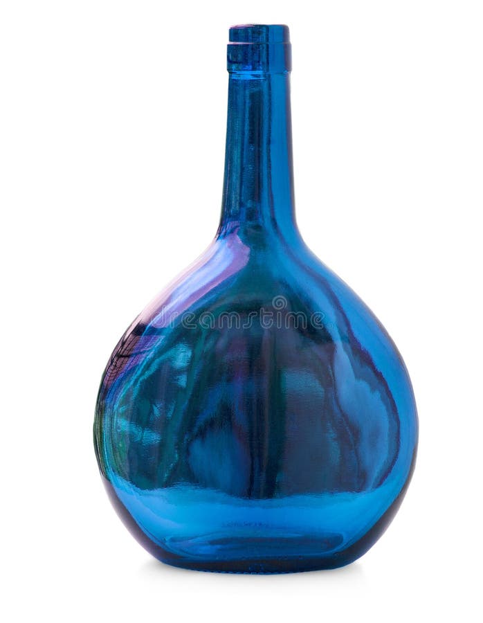 Glass Bottle Blue. Glass Bottle Isolated on White Stock Photo - Image ...