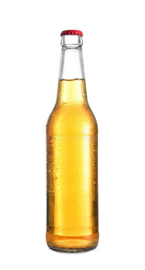 Glass Bottle of Cold Beer on White Background Stock Photo - Image of ...
