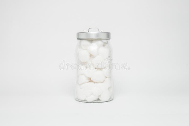 Glass Bottle with Cotton Isolated Over White Background Stock Photo ...