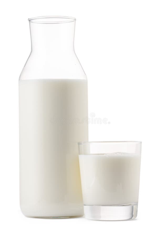 Glass Bottle and Cup of Fresh Milk Isolated Stock Image - Image of ...