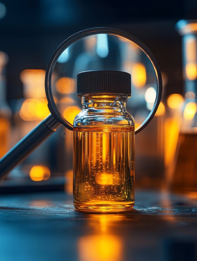 A Glass Bottle Filled with Amber Liquid. Stock Photo - Image of ...
