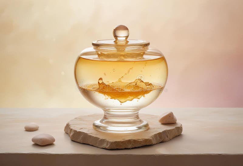 A Glass (bottle) Filled with Golden Oil Stock Illustration ...