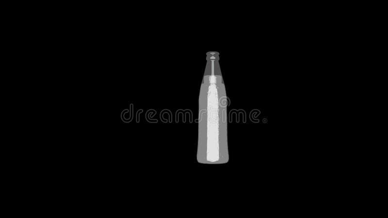 Glass Bottle Filling Up With Grey Fluid And Falling Down Spectacular With Water Spilling Out