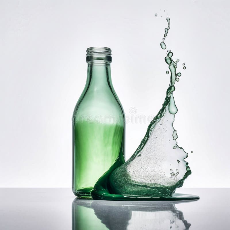 Glass Bottle with a Green Liquid Breaks Against, Generative AI Stock ...