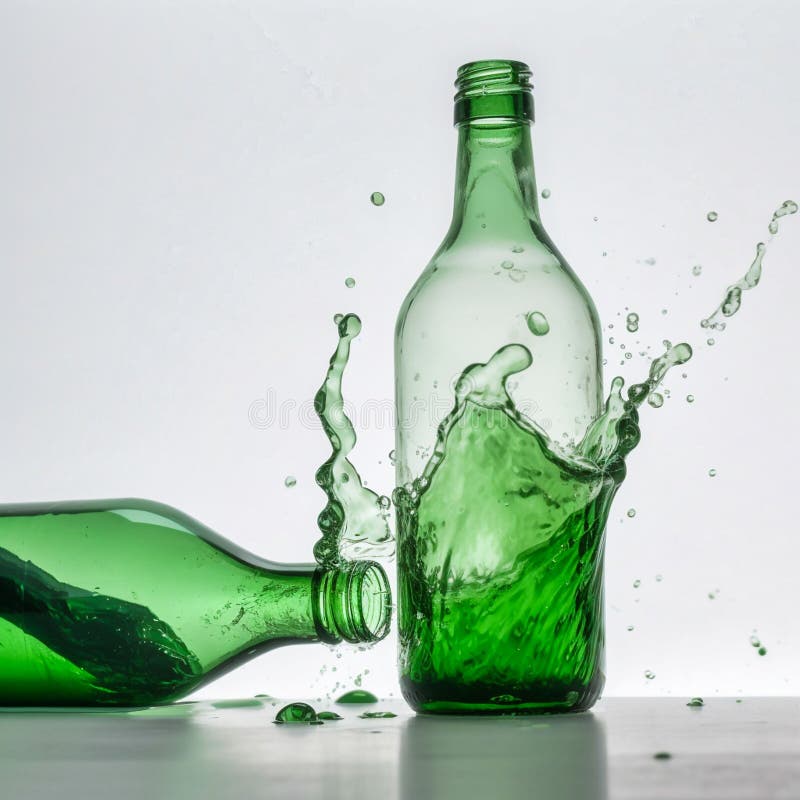 Glass Bottle with a Green Liquid Breaks Against, Generative AI Stock ...
