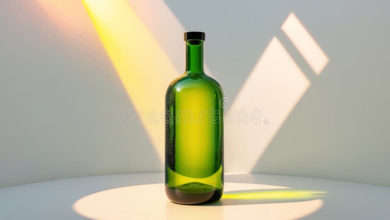Glass Bottle of Green Liquid in Sunlight. Stock Image - Image of jade ...