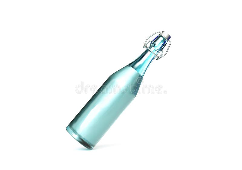 Glass Bottle Isolated with Reflection. 3d Render Stock Illustration ...
