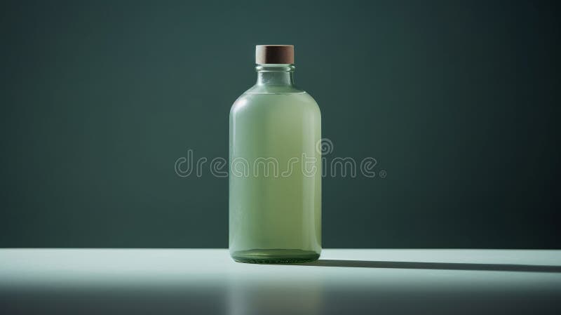 Glass Bottle with Light Green Liquid Stock Image - Image of treatment ...