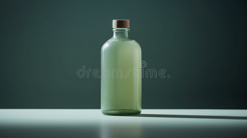 Glass Bottle with Light Green Liquid Stock Image - Image of treatment ...