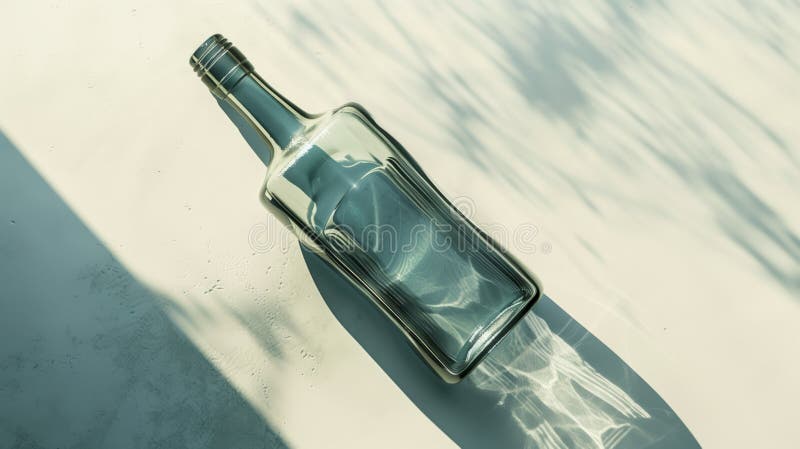 A Glass Bottle with Light Reflection. Light Source Lying Down on ...
