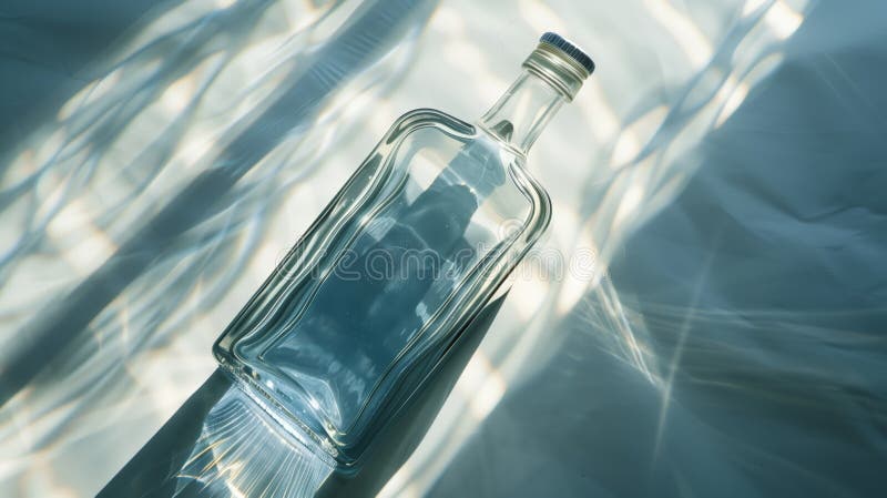 A Glass Bottle with Light Reflection. Light Source Lying Down on ...