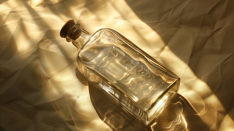 A Glass Bottle with Light Reflection. Light Source Lying Down on ...